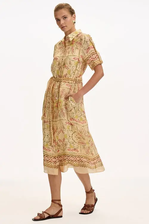 EXQUISE Abbey Short Sleeve Printed Midi Dress