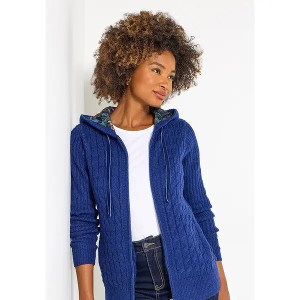 JOE BROWNS Cable Knit Zip Hoodie - Navy
