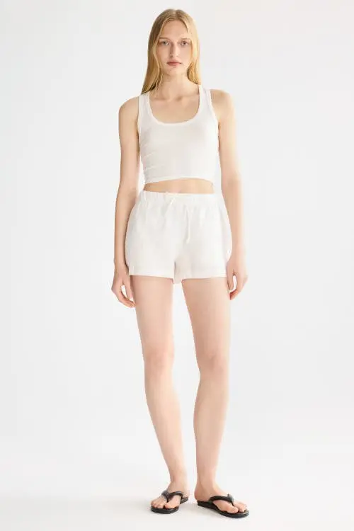 OROLAY Relaxed Linen Drawstring Shorts - White