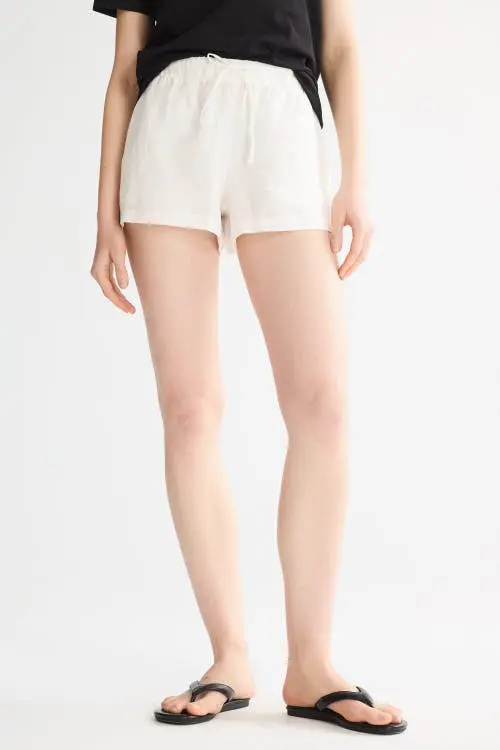 OROLAY Relaxed Linen Drawstring Shorts - White