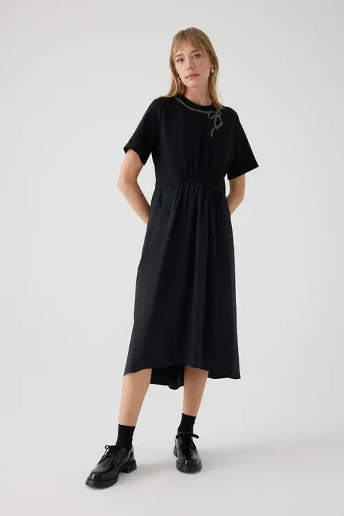 EXQUISE Afia Midi Dress With Embellished Collar