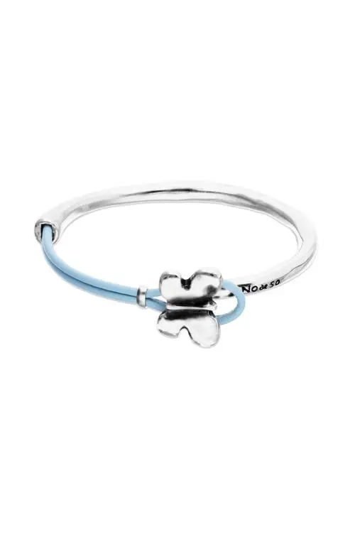 UNODE50 Silver-tone Butterfly Leather Bracelet - Blue