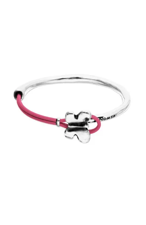 UNODE50 Silver-tone Butterfly Leather Bracelet - Pink
