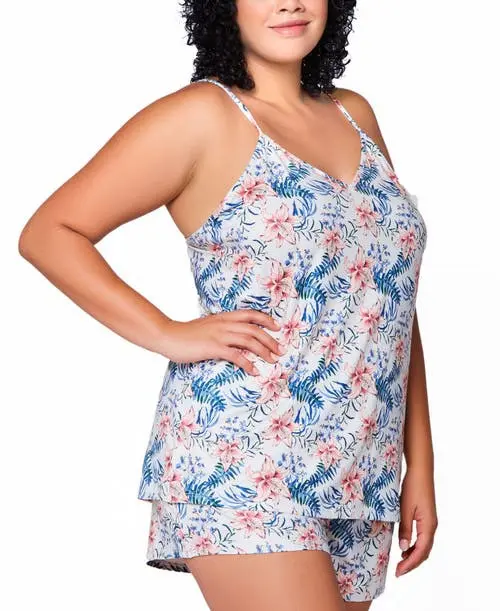 ICOLLECTION Tropical Floral Cami & Shorts Pajama Set