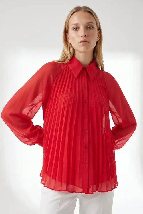EXQUISE Keyla Pleated Shirt