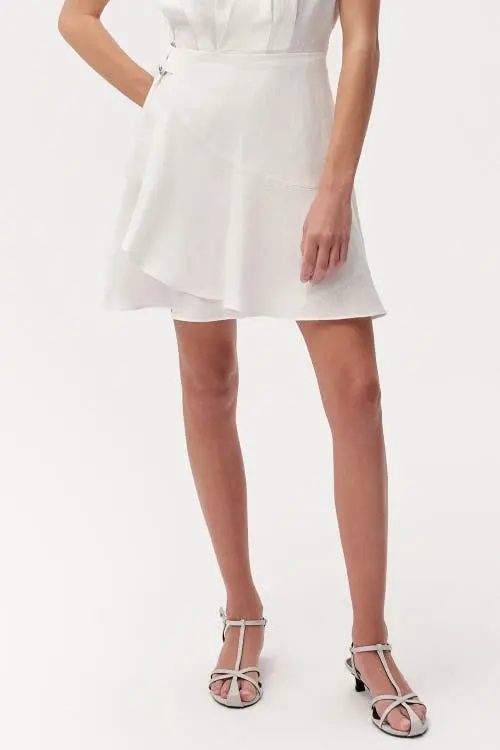 EXQUISE Callanne V-neck Cap Sleeve Linen Mini Dress