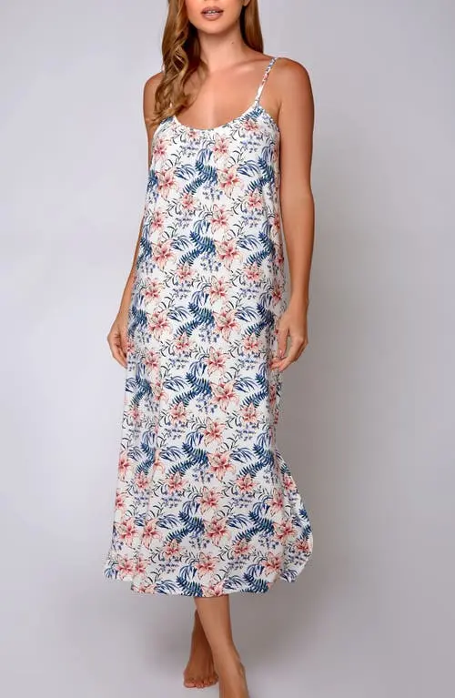 ICOLLECTION Tropical Floral Printed Long Nightgown