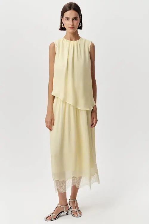 EXQUISE Alix Lace Hem Midi Dress