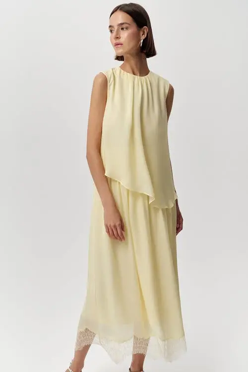 EXQUISE Alix Lace Hem Midi Dress