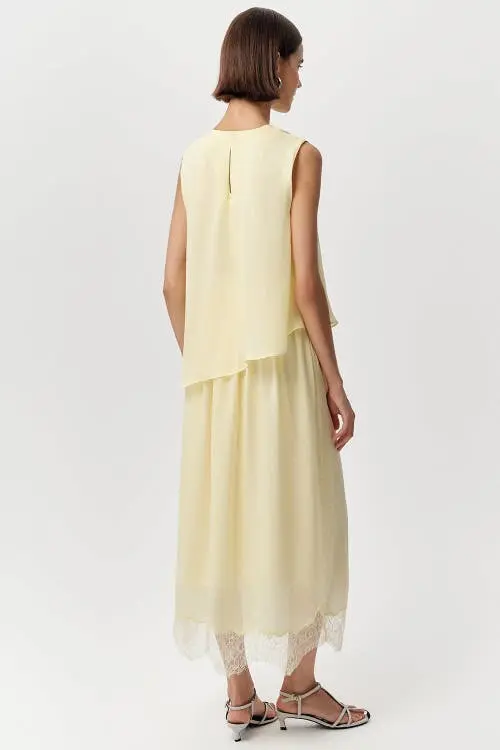 EXQUISE Alix Lace Hem Midi Dress