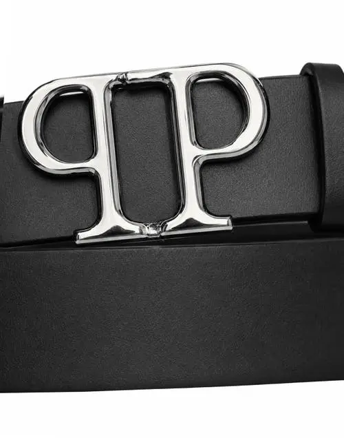 Philipp Plein Symmetrical Logo Leather Belt