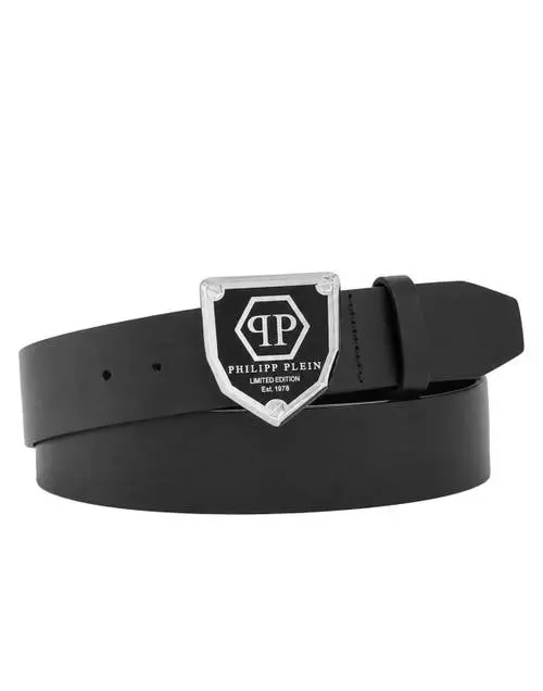 Philipp Plein Hexagon Logo Leather Belt