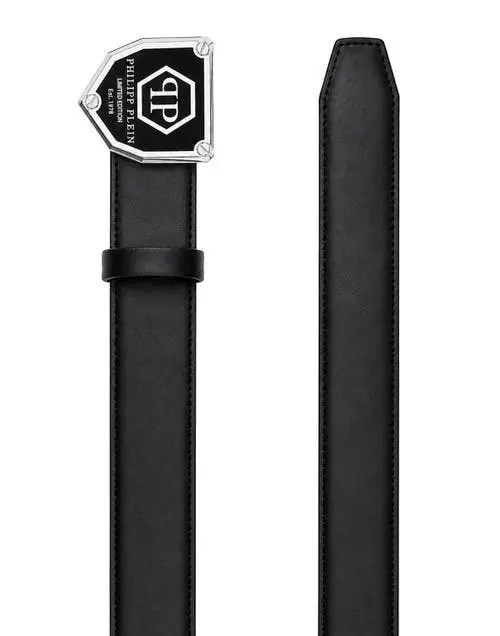 Philipp Plein Hexagon Logo Leather Belt
