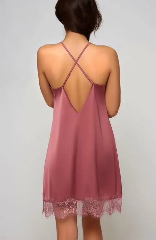 ICOLLECTION Stretch Satin Lace-trim Chemise