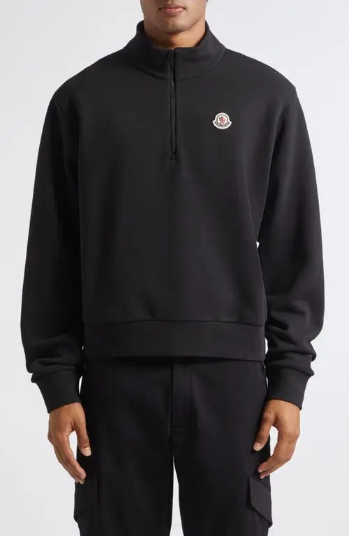 Moncler Quarter Zip Cotton Pullover - Black