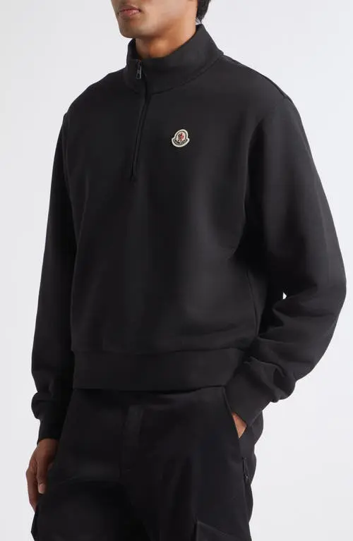 Moncler Quarter Zip Cotton Pullover - Black