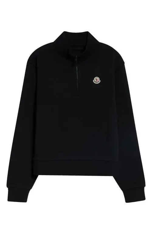 Moncler Quarter Zip Cotton Pullover - Black