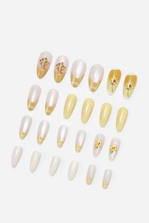 NEVER HAVE I EVER SHOP Van Gogh Sunflowers Almond Press On Nails