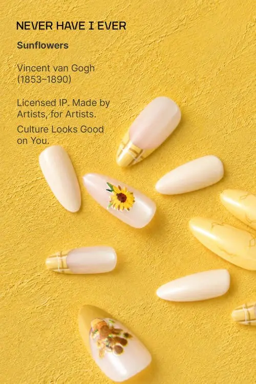 NEVER HAVE I EVER SHOP Van Gogh Sunflowers Almond Press On Nails