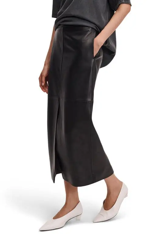Rag & Bone Bessie Leather Midi Skirt