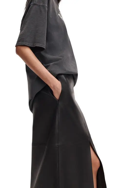 Rag & Bone Bessie Leather Midi Skirt