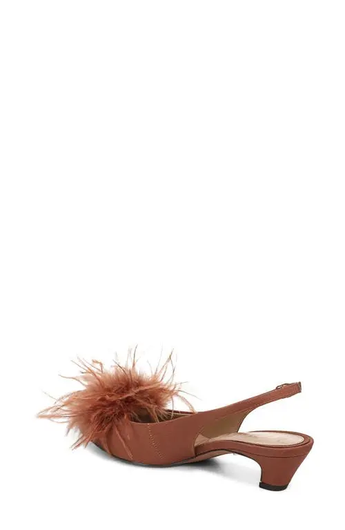 Sam Edelman Finchfeather Slingback Pointed Toe Pump With Feather Pompom - Bright Bourbon