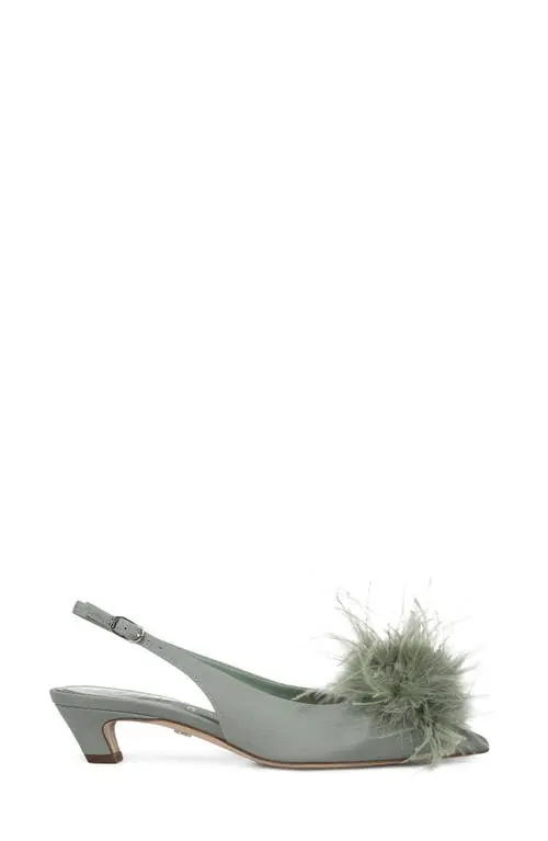 Sam Edelman Finchfeather Slingback Pointed Toe Pump With Feather Pompom