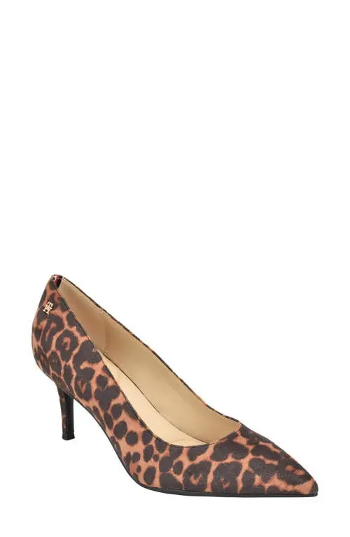Tommy Hilfiger Motley Faux Leather Pump - Tan Multi Leopard
