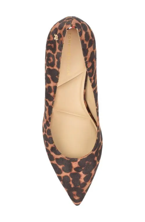 Tommy Hilfiger Pointed Toe Kitten Heel Pumps - Tan Multi Leopard