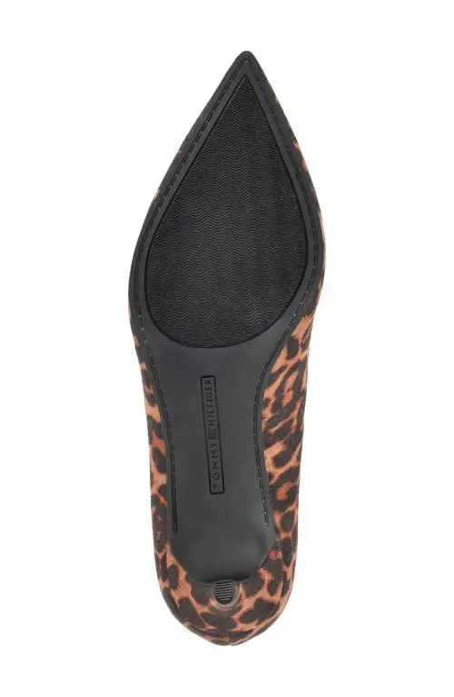 Tommy Hilfiger Pointed Toe Kitten Heel Pumps - Tan Multi Leopard