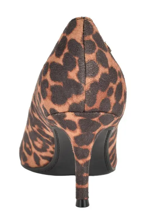 Tommy Hilfiger Pointed Toe Kitten Heel Pumps - Tan Multi Leopard