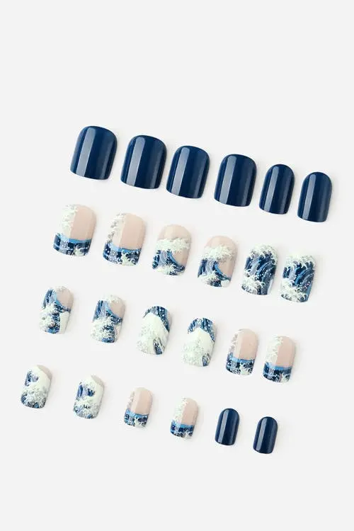 NEVER HAVE I EVER Katsushika Hokusai Great Wave Off Kanagawa Press On Nails