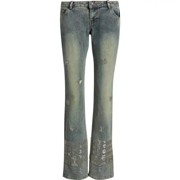 JADED LONDON Cooper Beaded Wide Leg Jeans