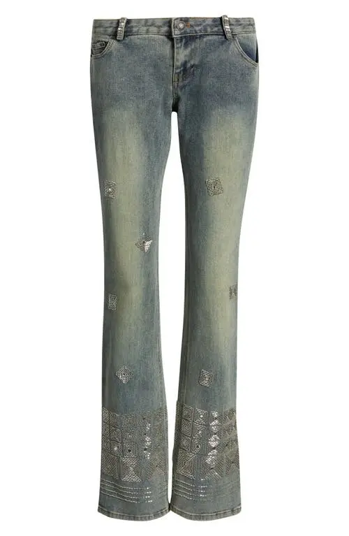 JADED LONDON Cooper Beaded Wide Leg Jeans