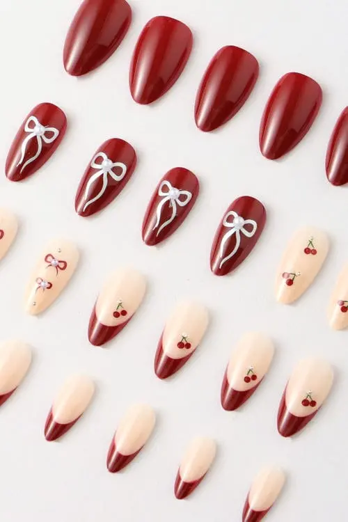 NEVER HAVE I EVER SHOP Cherry Cola Almond Press On Nails