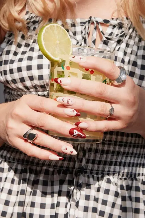 NEVER HAVE I EVER SHOP Cherry Cola Almond Press On Nails
