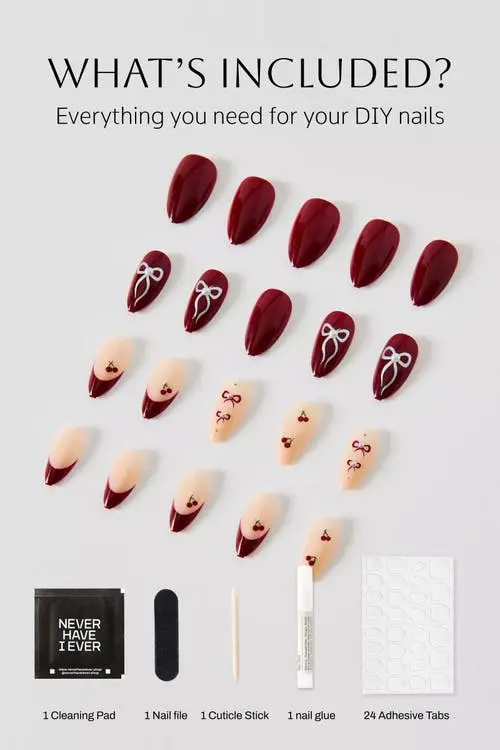 NEVER HAVE I EVER SHOP Cherry Cola Almond Press On Nails