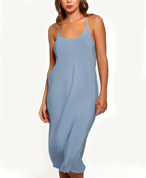 ICOLLECTION Soft Rayon Crisscross Back Chemise