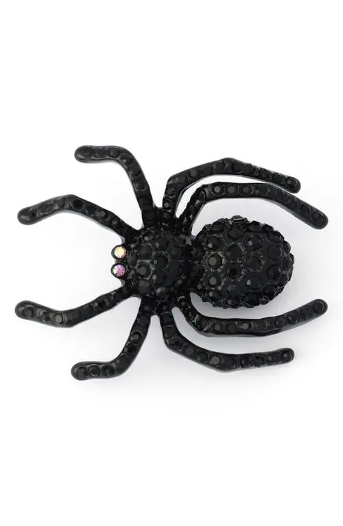 Betsey Johnson Spider Brooch With Crystal Embellishments - Black