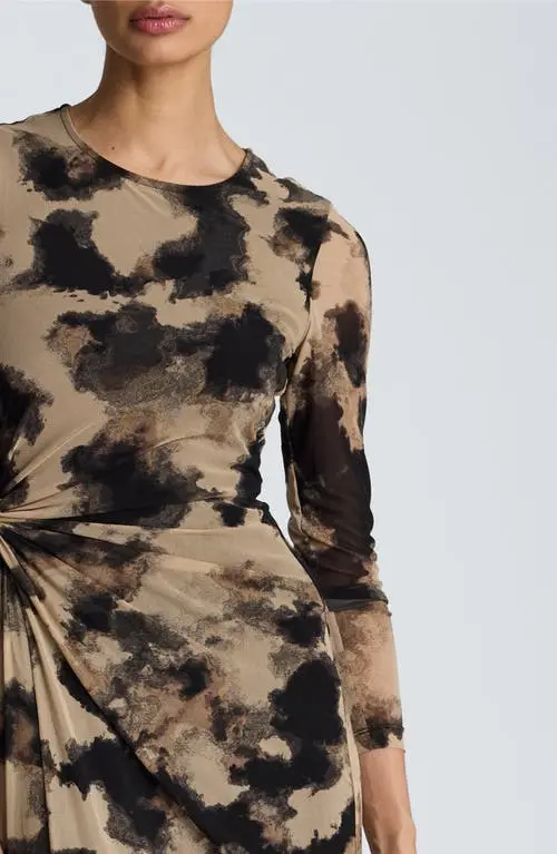 KENNETH COLE Abstract Print Mesh Midi Dress