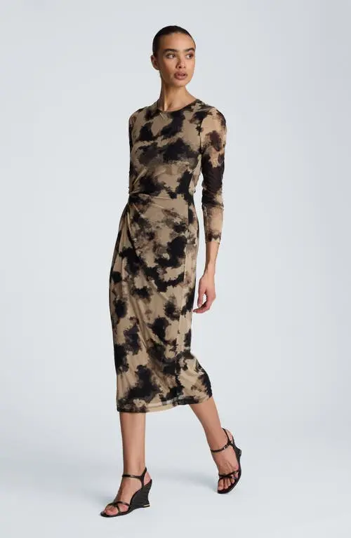 KENNETH COLE Abstract Print Mesh Midi Dress