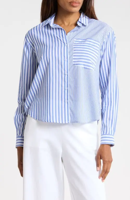 BEACHLUNCHLOUNGE Lilah Striped Button-front Shirt - Lake Stream