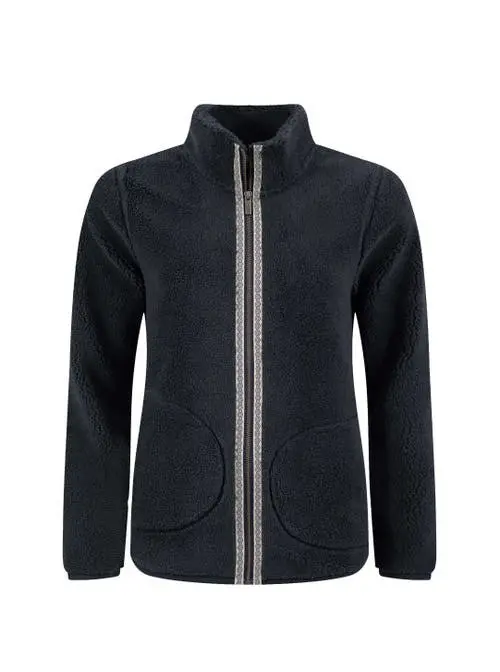 WEIRD FISH Lucille Lightweight Full Zip Borg Fleece Jacket - Navy