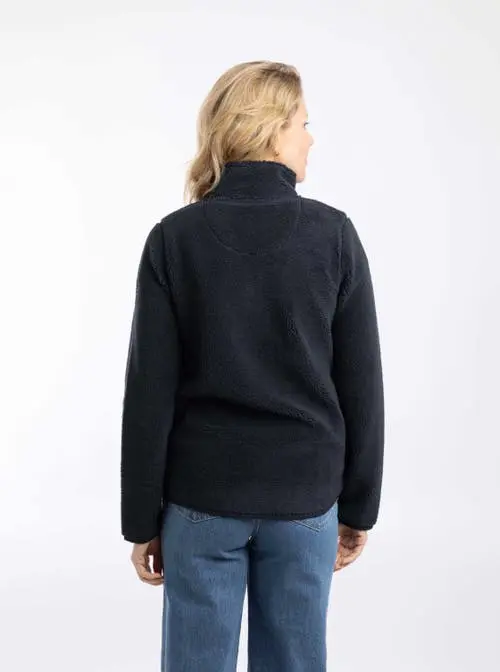 WEIRD FISH Lucille Lightweight Full Zip Borg Fleece Jacket - Navy