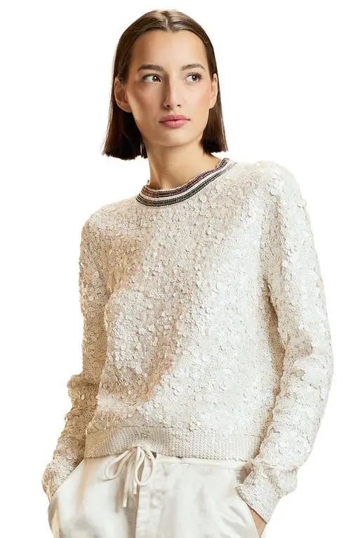Cynthia Rowley Sequin Embellished Crewneck Sweater - White