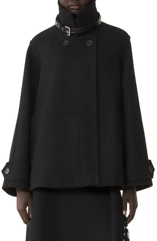 LANVIN Short Wool Coat With Stand-up Collar - Black