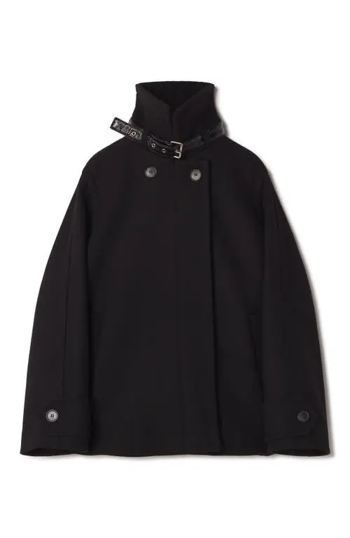 LANVIN Short Wool Coat With Stand-up Collar - Black
