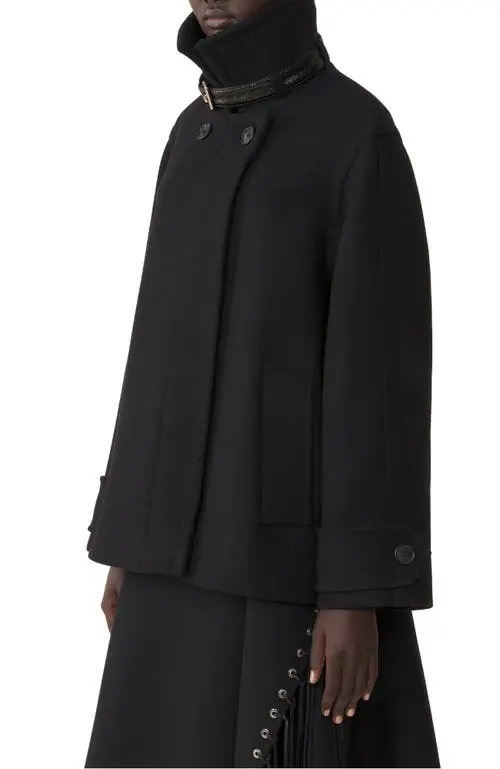 LANVIN Short Wool Coat With Stand-up Collar - Black