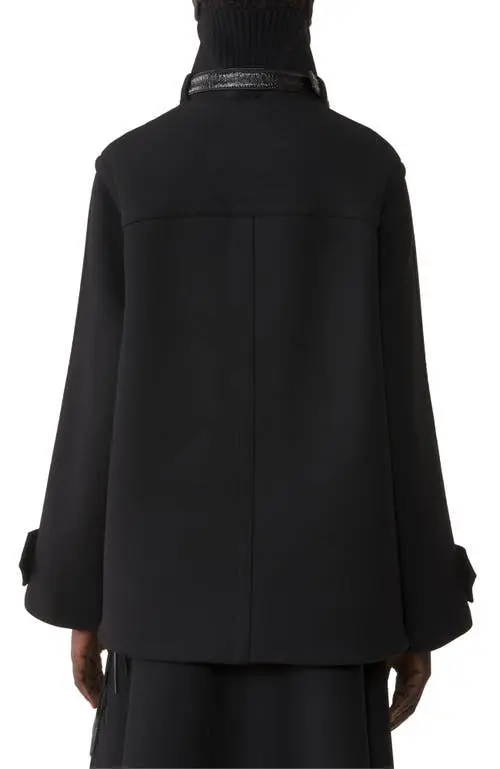 LANVIN Short Wool Coat With Stand-up Collar - Black