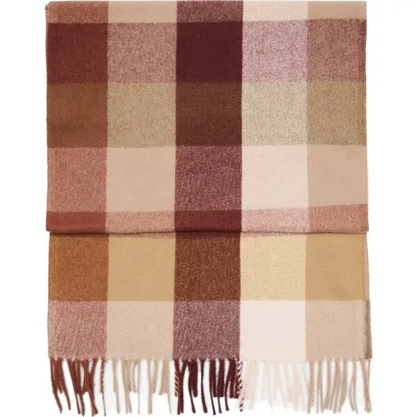 Mango Check Fringed Scarf